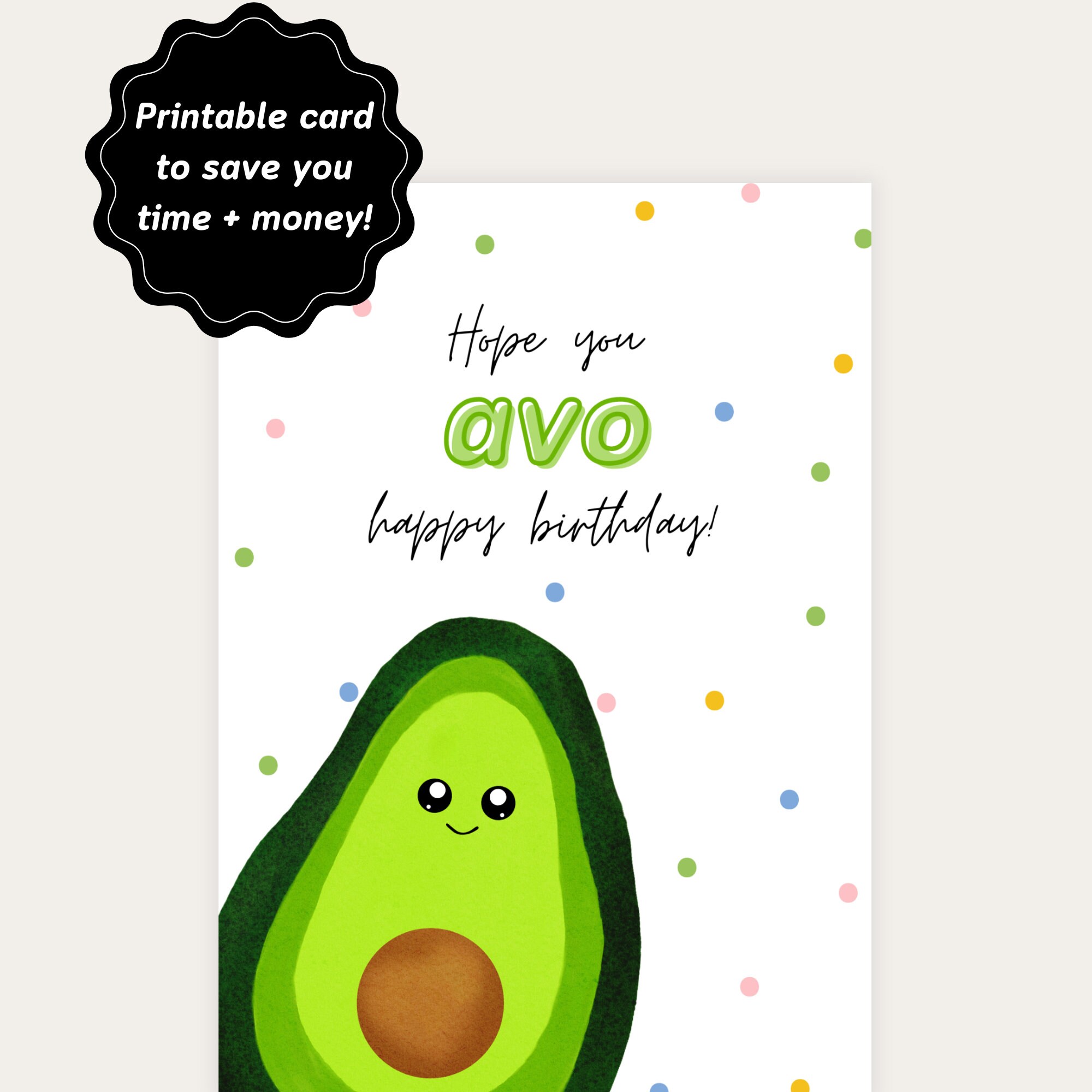 Avocado Hope You Avo Happy Birthday Greeting Card . Food Pun, Cute ...