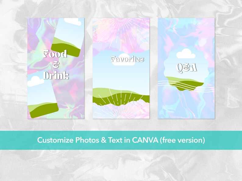 Holographic Reel Covers, Instagram Reel Template, 12 Reel Covers Edit ...