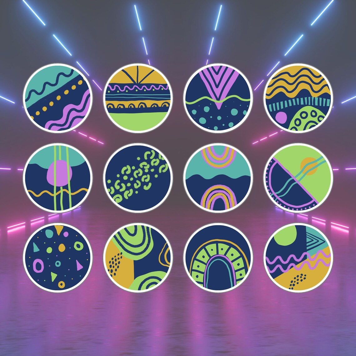 Instagram Highlight Covers, Abstract Neon Instagram, Funky Bright Icons ...
