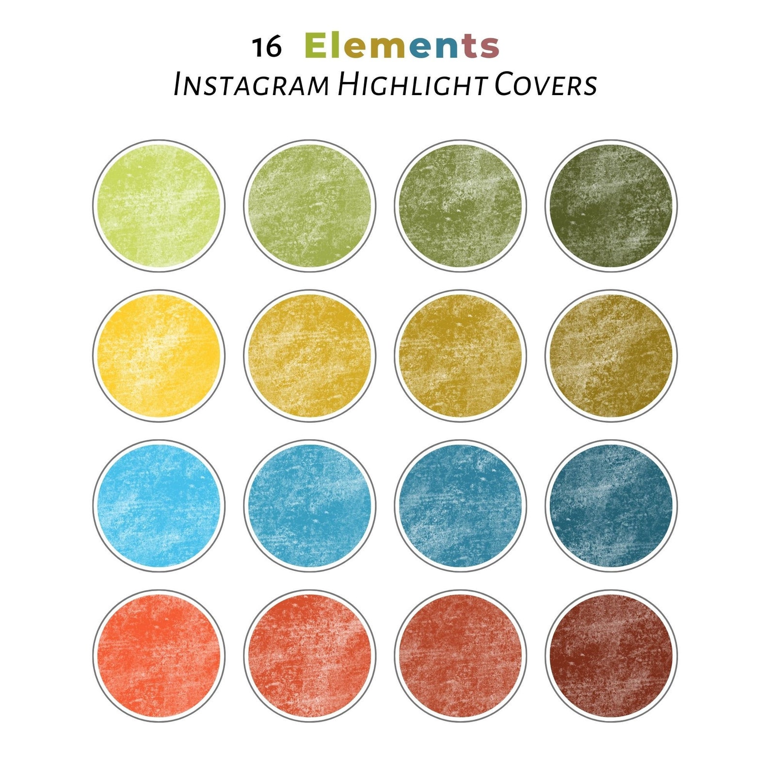 Instagram Highlight Covers, Four Elements Icons, Colorful IG Highlights ...