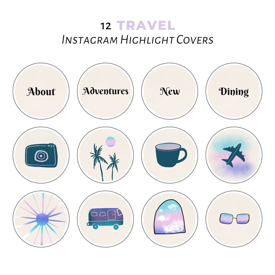 Instagram Highlight Covers, Travel Instagram, Hand Drawn Icons - Etsy