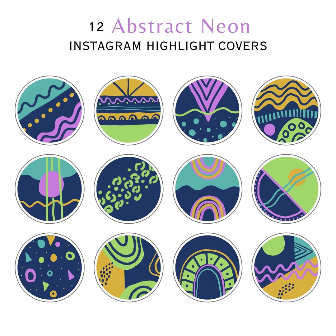 Instagram Highlight Covers, Abstract Neon Instagram, Funky Bright Icons ...