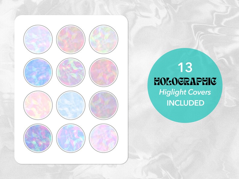 Holographic Reel Covers, Instagram Reel Template, 12 Reel Covers Edit ...