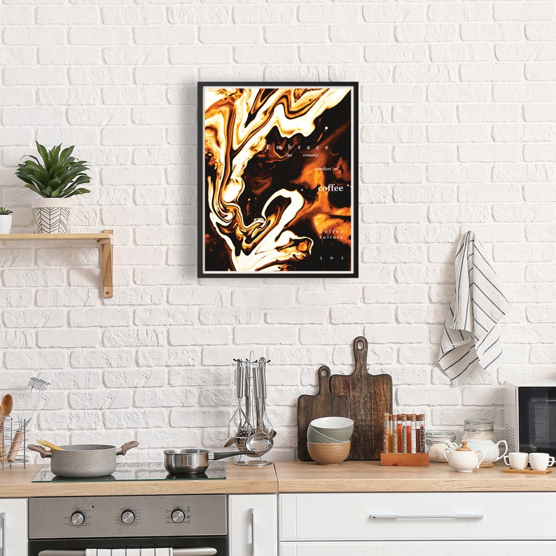 Abstract Cafe Latte Poster, Modern Coffee Designer's Art Poster, Home ...