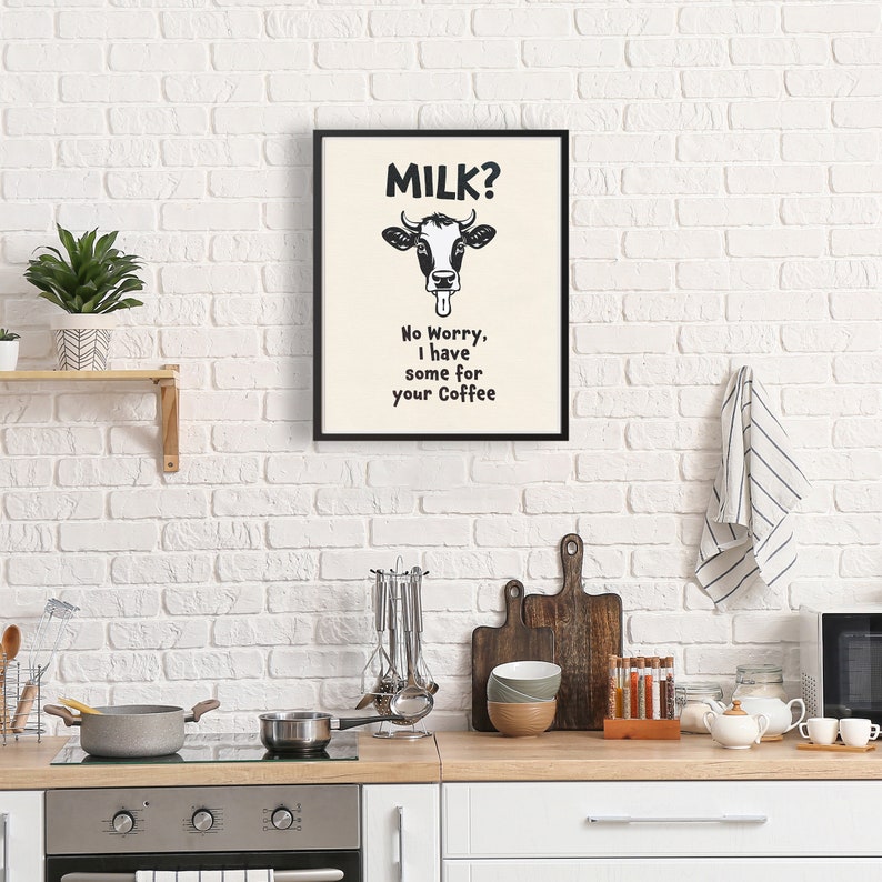 Funny Coffee Poster With Cow Illustration for Kitchen Decor - Etsy