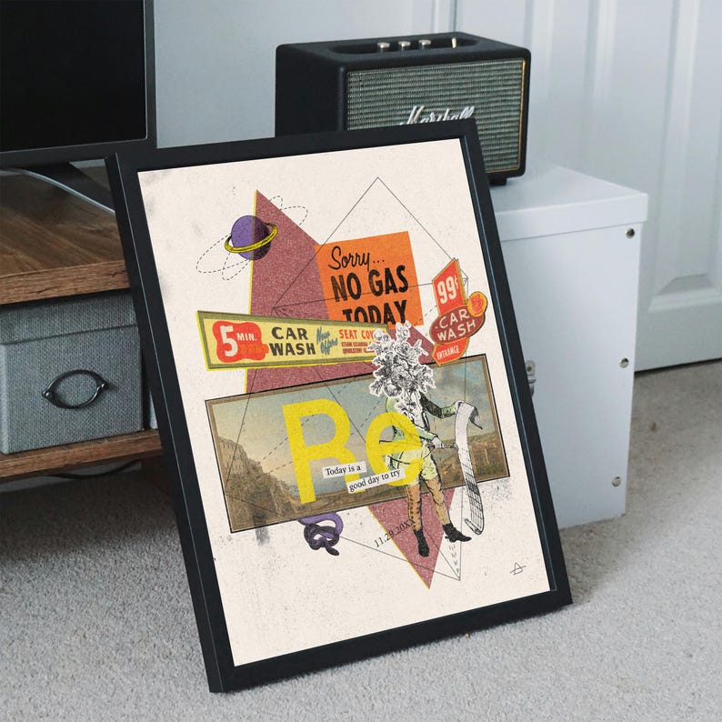 Vintage Collage Art Poster, Retro Wall Art for Cozy Home Decor, Unique ...
