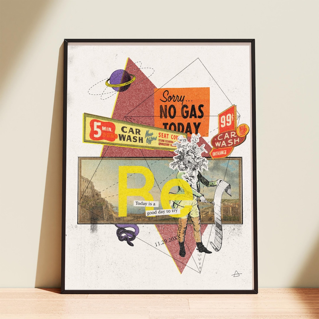 Vintage Collage Art Poster, Retro Wall Art for Cozy Home Decor, Unique ...