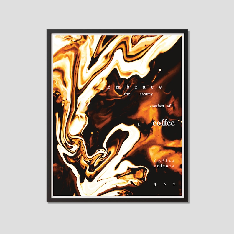 Abstract Cafe Latte Poster, Modern Coffee Designer's Art Poster, Home ...