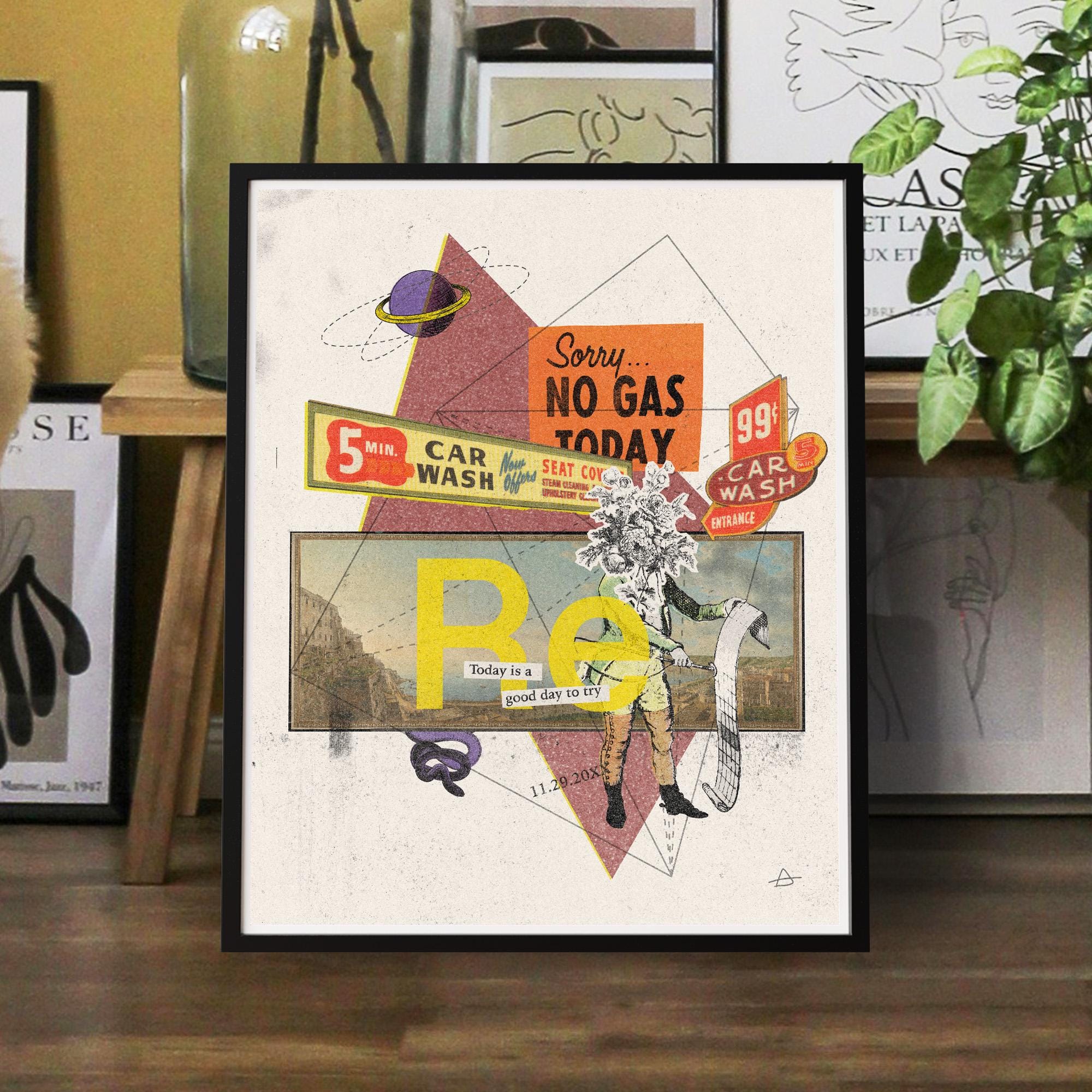 Vintage Collage Art Poster, Retro Wall Art for Cozy Home Decor, Unique ...