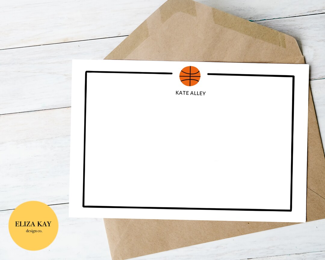 Editable Basketball Notecard- Customizable Notecard, Personalized ...