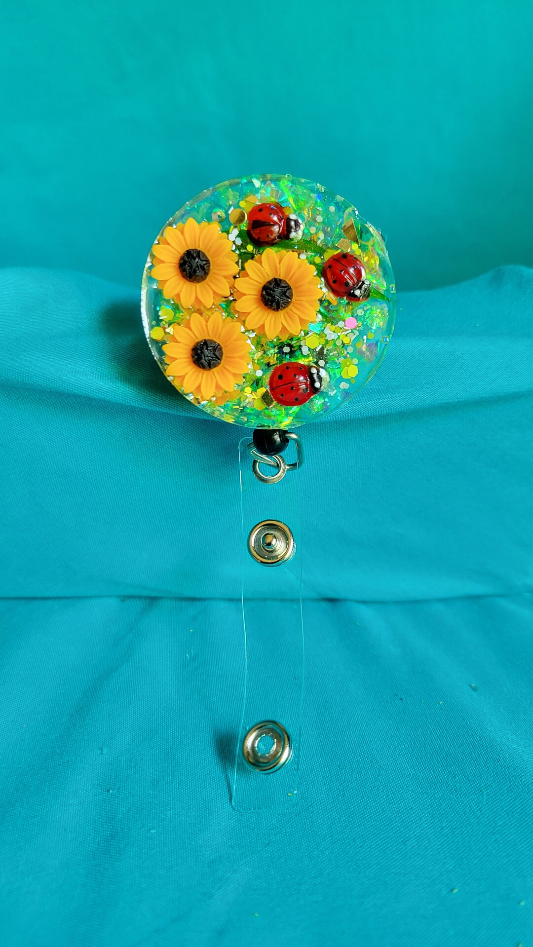 Sunflower Lady Bug Badge Reel - Etsy
