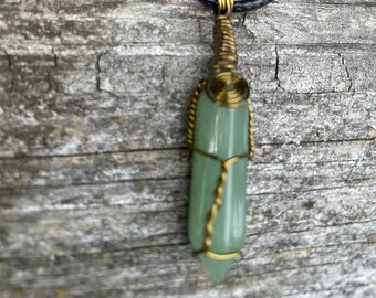 Raw Quartz Crystal Point and Green Aventurine in Copper Wire Wrapped Necklace Pendant - Etsy