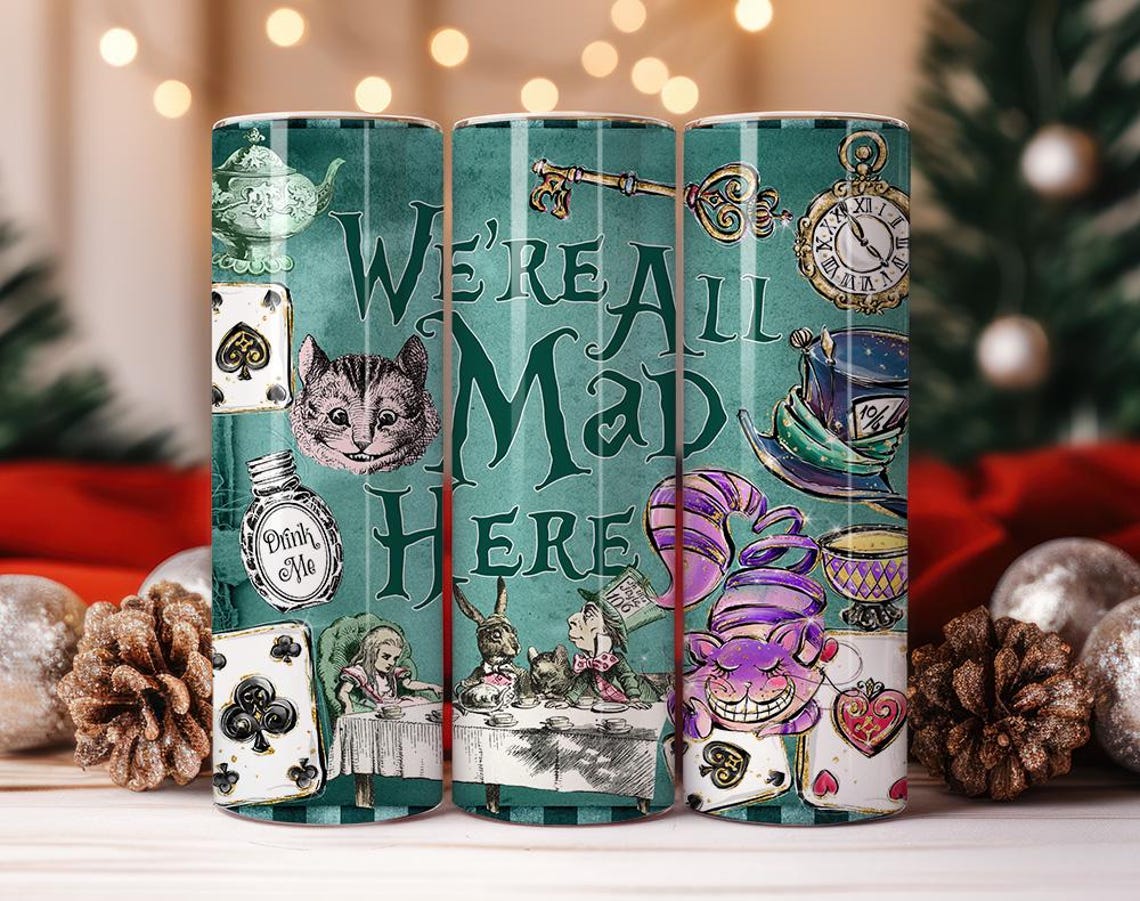 Seamless Alice in Wonderland Tumbler, 20oz Skinny Tumbler Sublimation ...