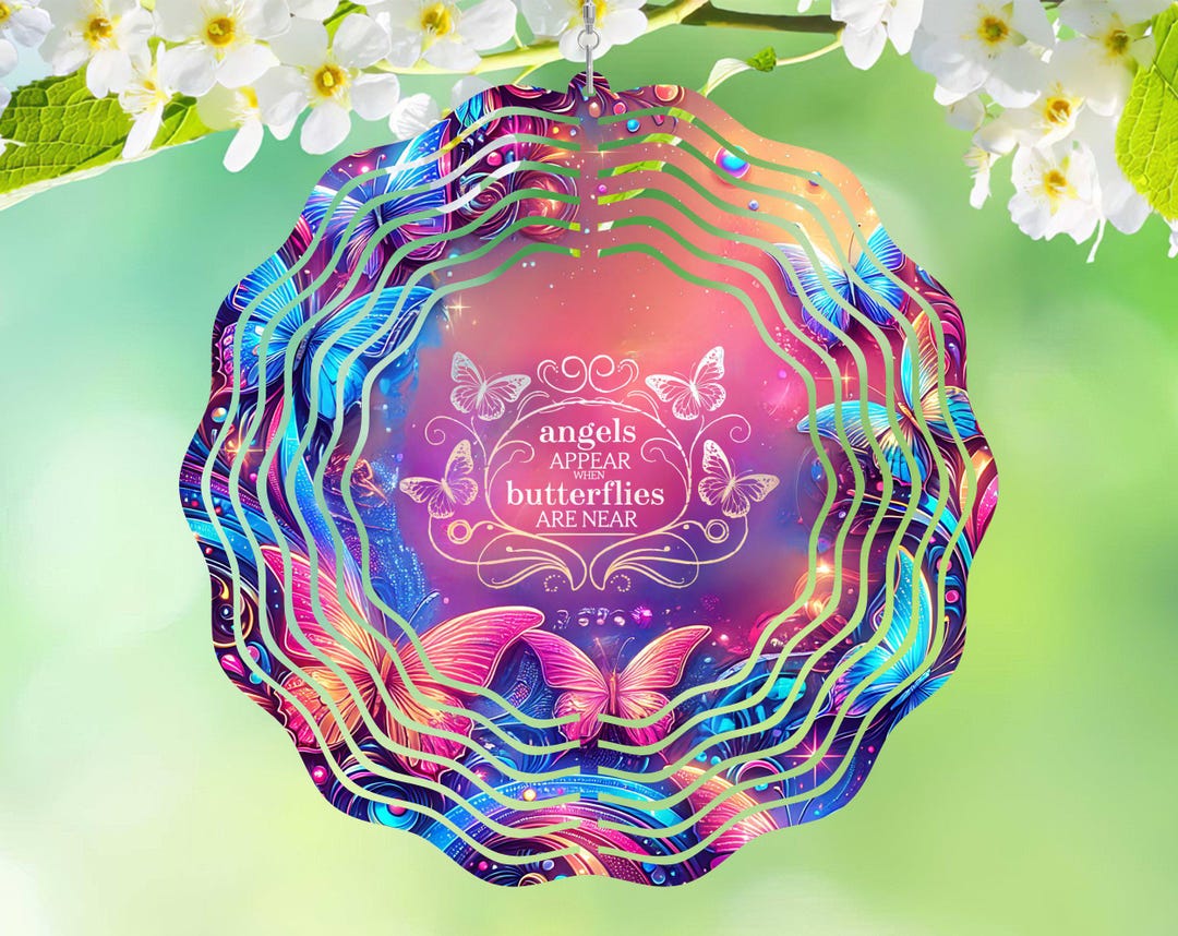 Butterfly Wind Spinner PNG, Memorial Wind Spinner Sublimation Design ...