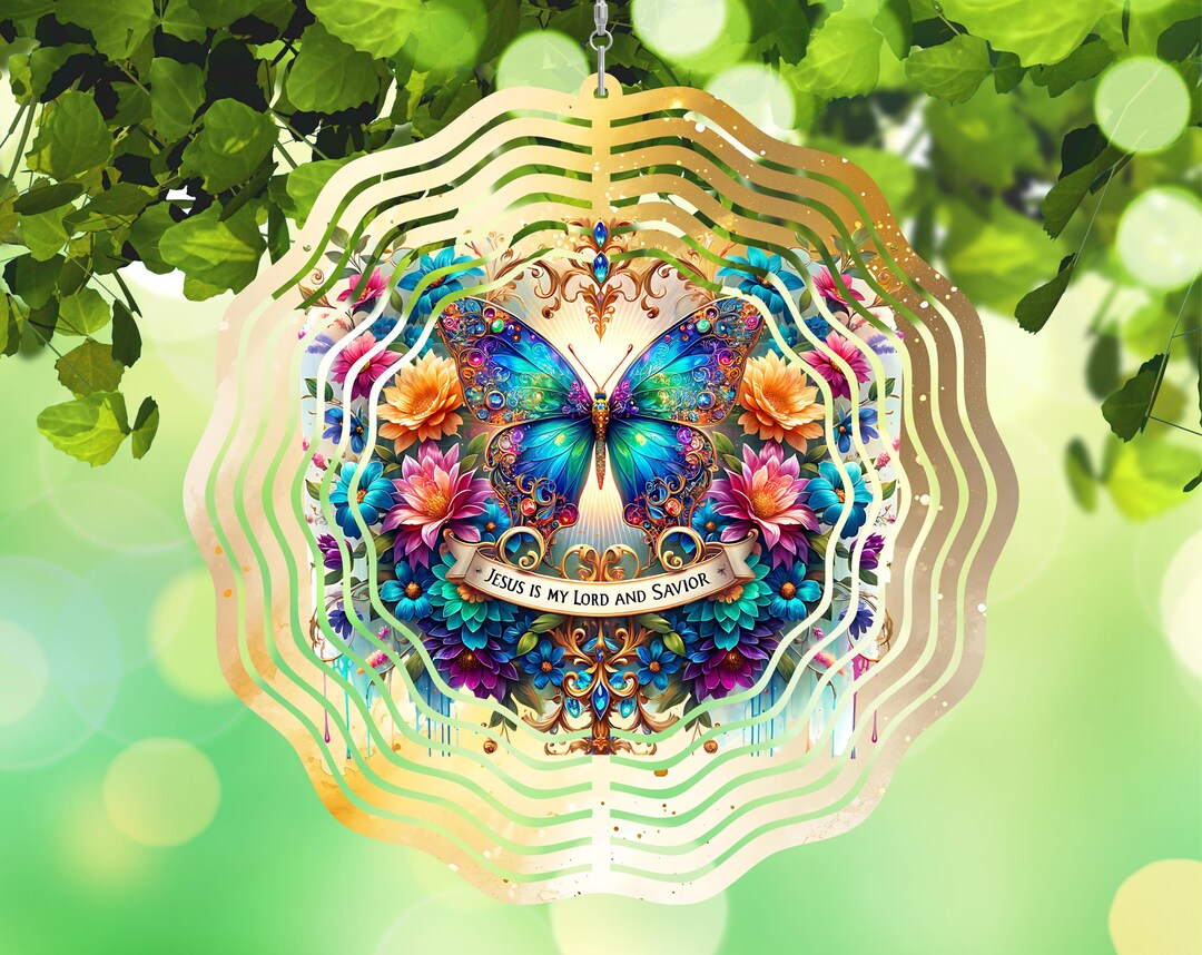 Jesus is My Lord and Savior Wind Spinner - Butterfly Floral Windspin ...