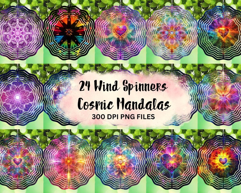 Cosmic Mandalas Wind Spinner PNG Bundle Neon Spinner Sublimation Design ...