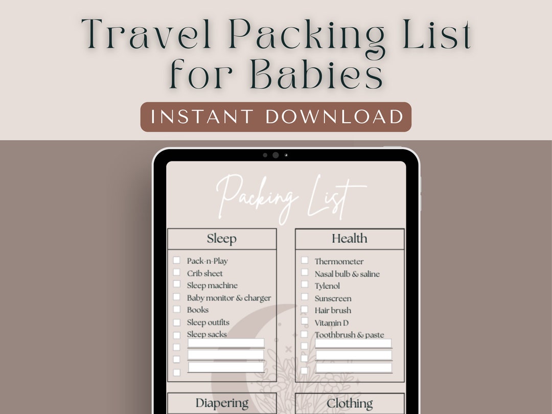 BABY Packing List TRAVEL Planner for Mom Baby Toddler Travel Essentials ...