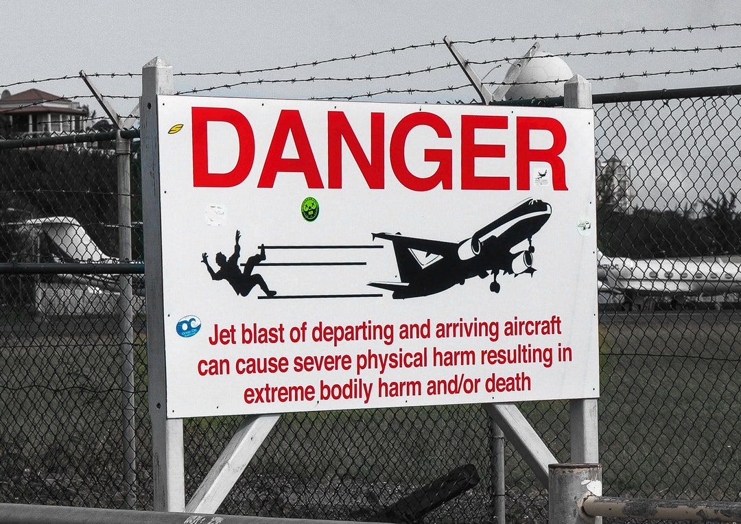 Sint Maarten, Maho Beach, Danger Jet Blast of Departing and Arriving ...