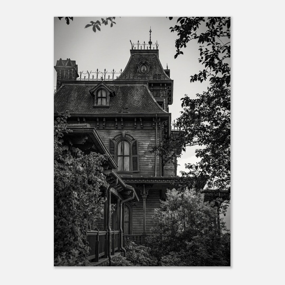 France, Paris, Haunted House, Black and White Photo, Disneyland ...
