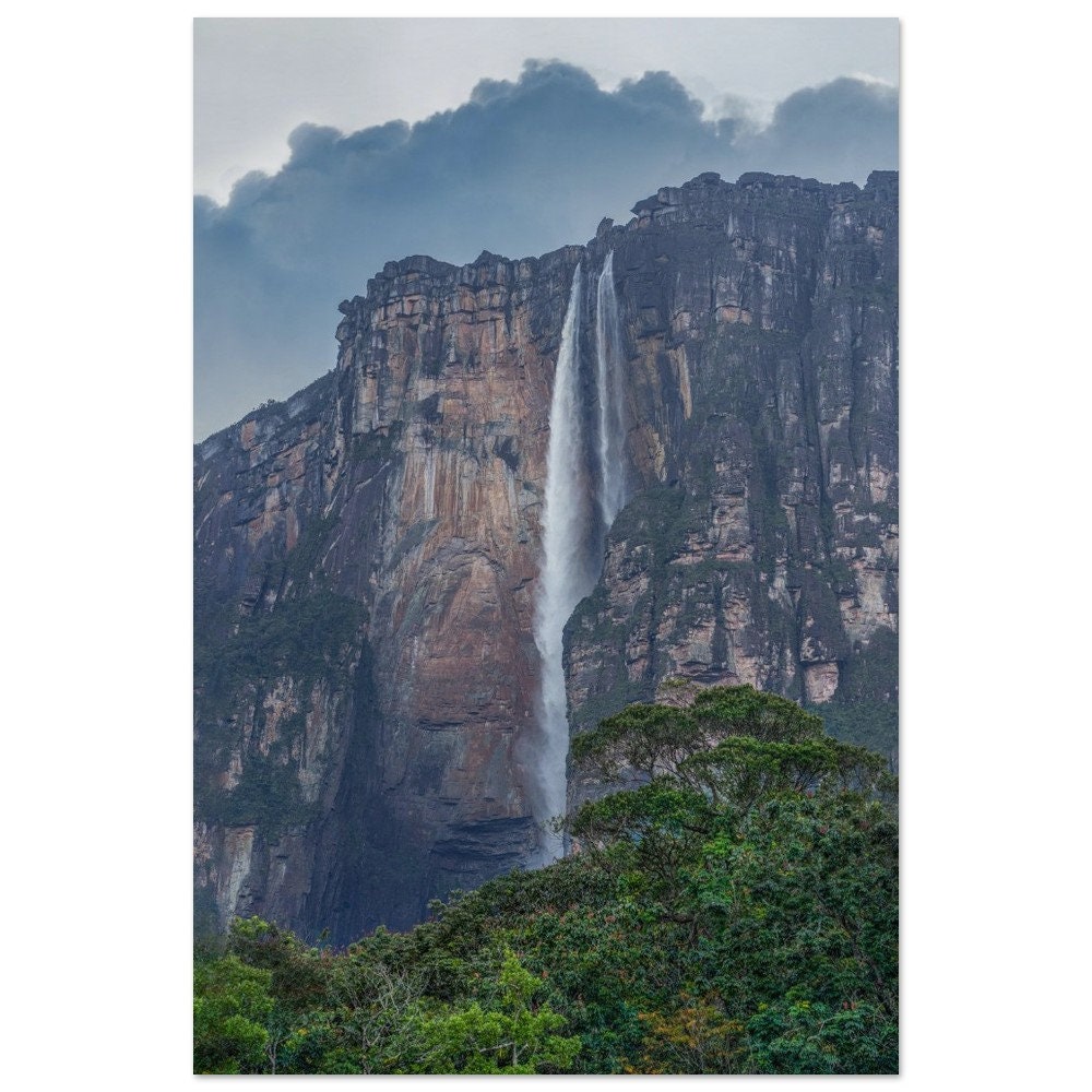 Venezuela, Angel Waterfall With a Rainy Cloud Over It, Museum-quality ...