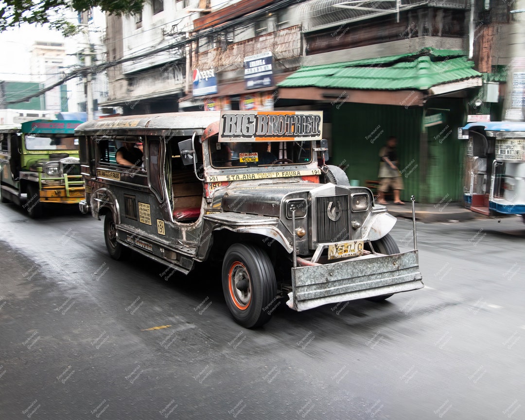 Philippines, Manila, Jeepney Riding the Road in Manila, Public ...