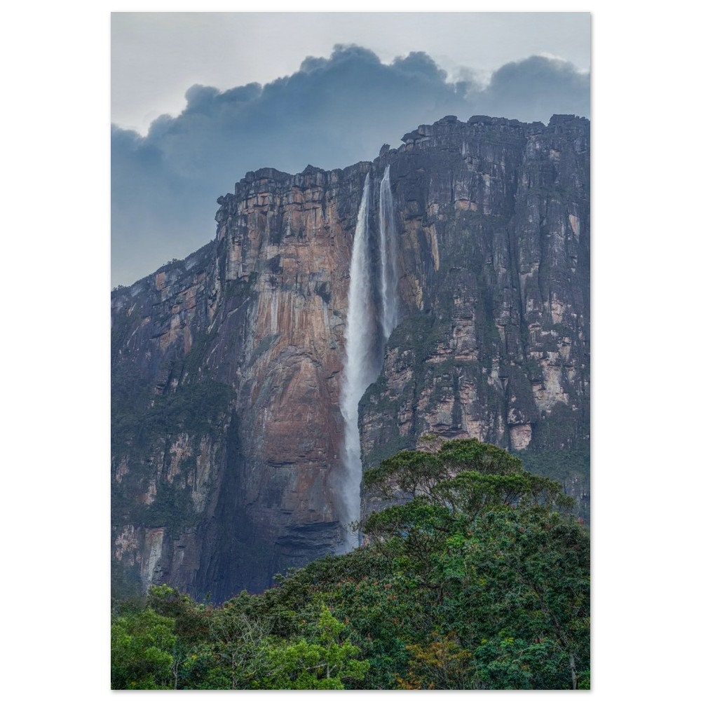 Venezuela, Angel Waterfall With a Rainy Cloud Over It, Museum-quality ...