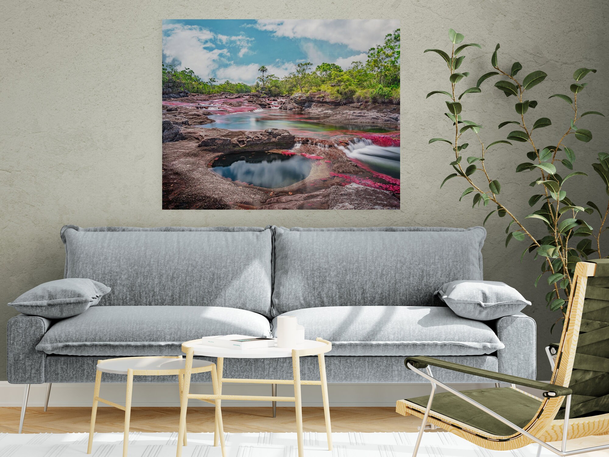 Colombia, Crystal River Red Riverbed With Clouds, Horizontal Image ...