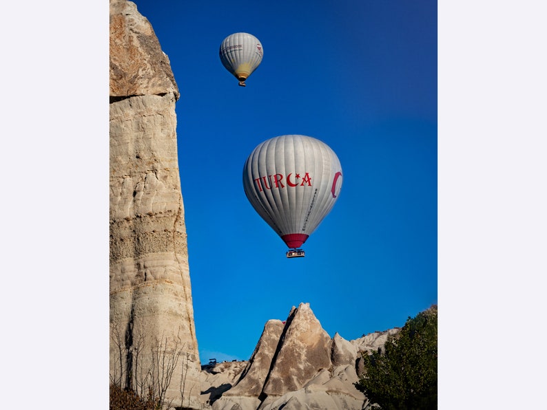 Two Hot Air Balloons, One With Turcia Inscription in Love Valley ...