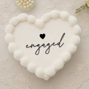 Engaged Flat Lay Cake Topper, Acrylic Custom Engagement Charm ...