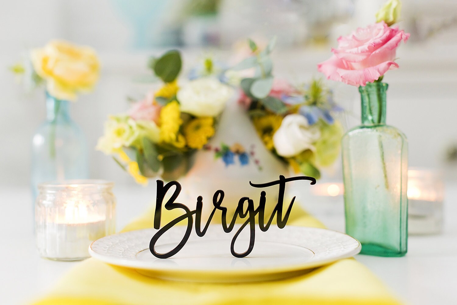 Wedding Acrylic Name Plate Personalized Table Sign, Elegant Wedding ...