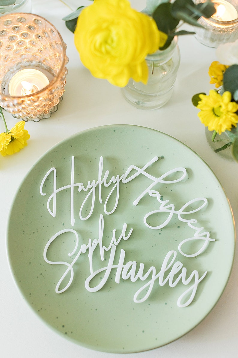 Wedding Place Cards, Laser Cut Names Gold Silver Rose Gold Acrylic ...