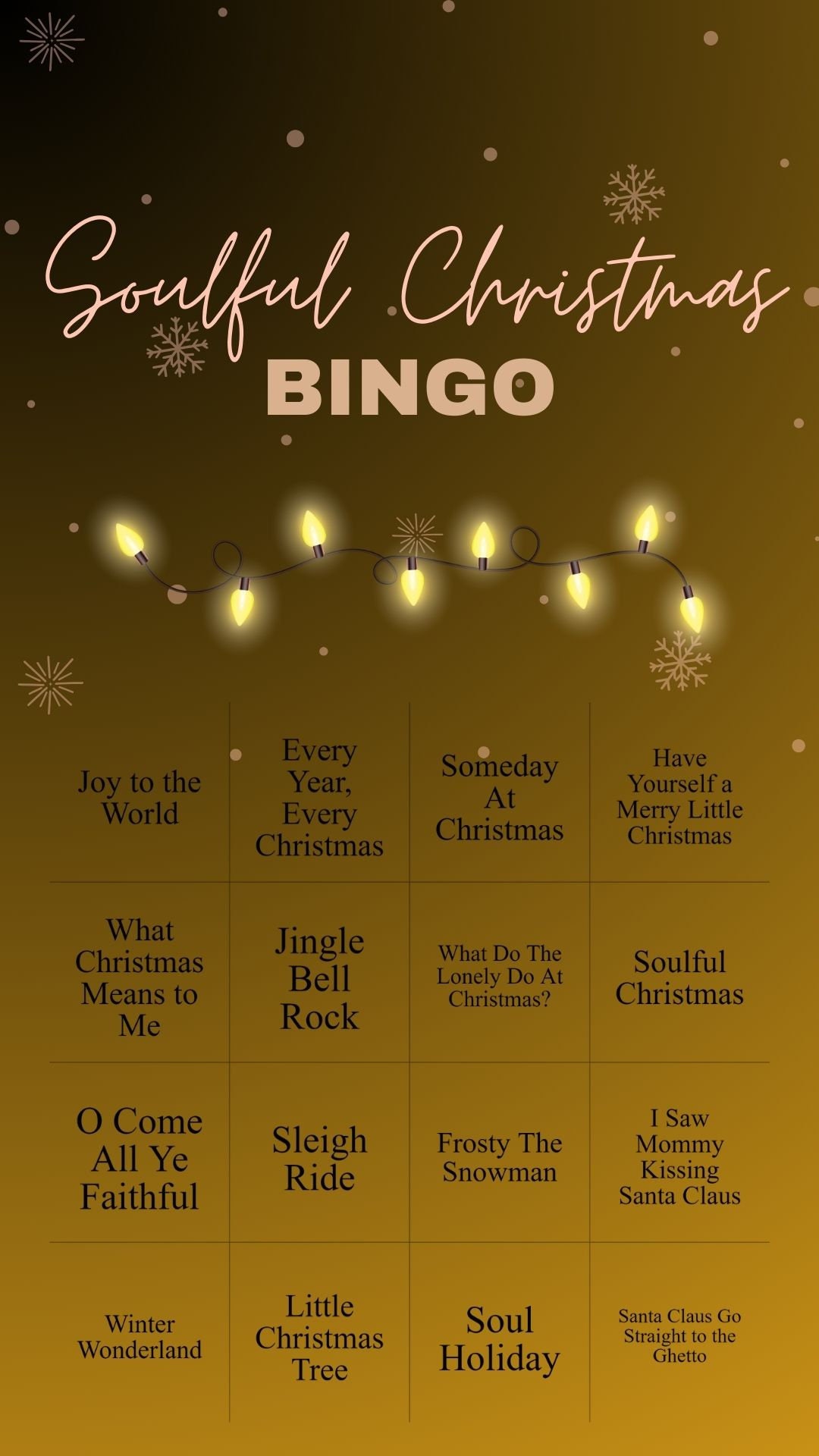 Soulful Christmas Song Bingo, 30 Christmas Bingo Cards - Soulful ...