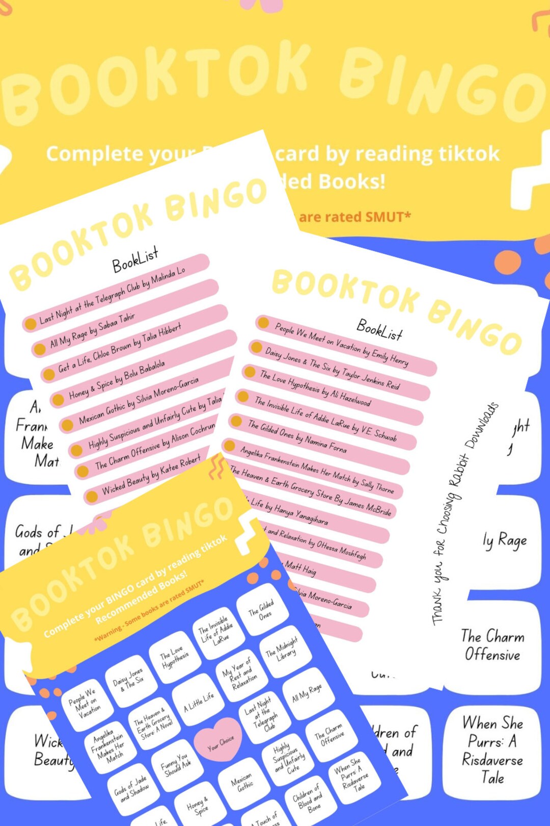Booktok Bingo - Recommended Tik Tok Books -24 Books - Booklovers - Book ...