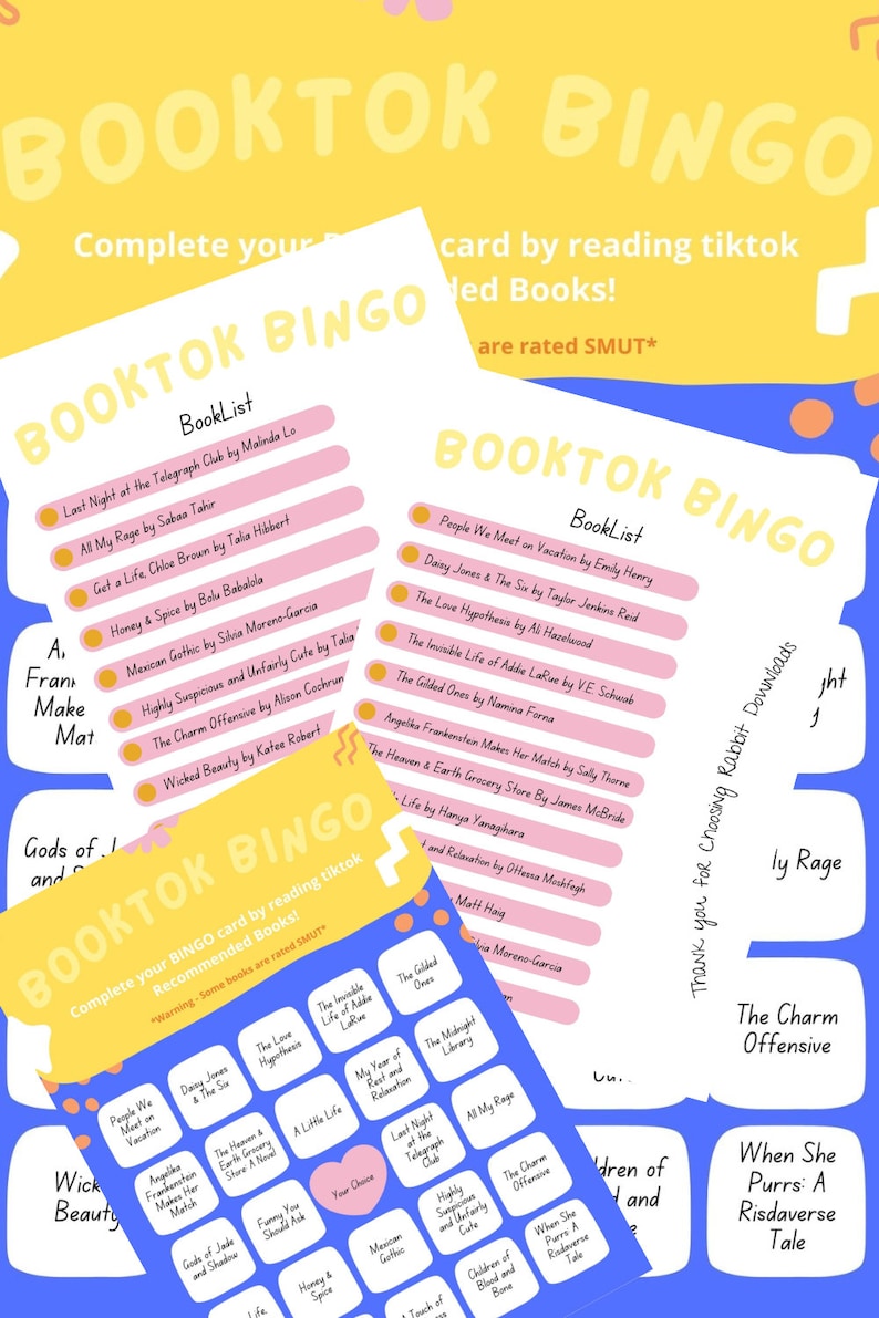 Booktok Bingo - Recommended Tik Tok Books -24 Books - Booklovers - Book ...