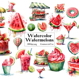 Watercolor Watermelons Clipart - Digital Png Watermelon, Cupcake ...