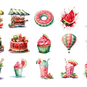 Watercolor Watermelons Clipart - Digital Png Watermelon, Cupcake ...