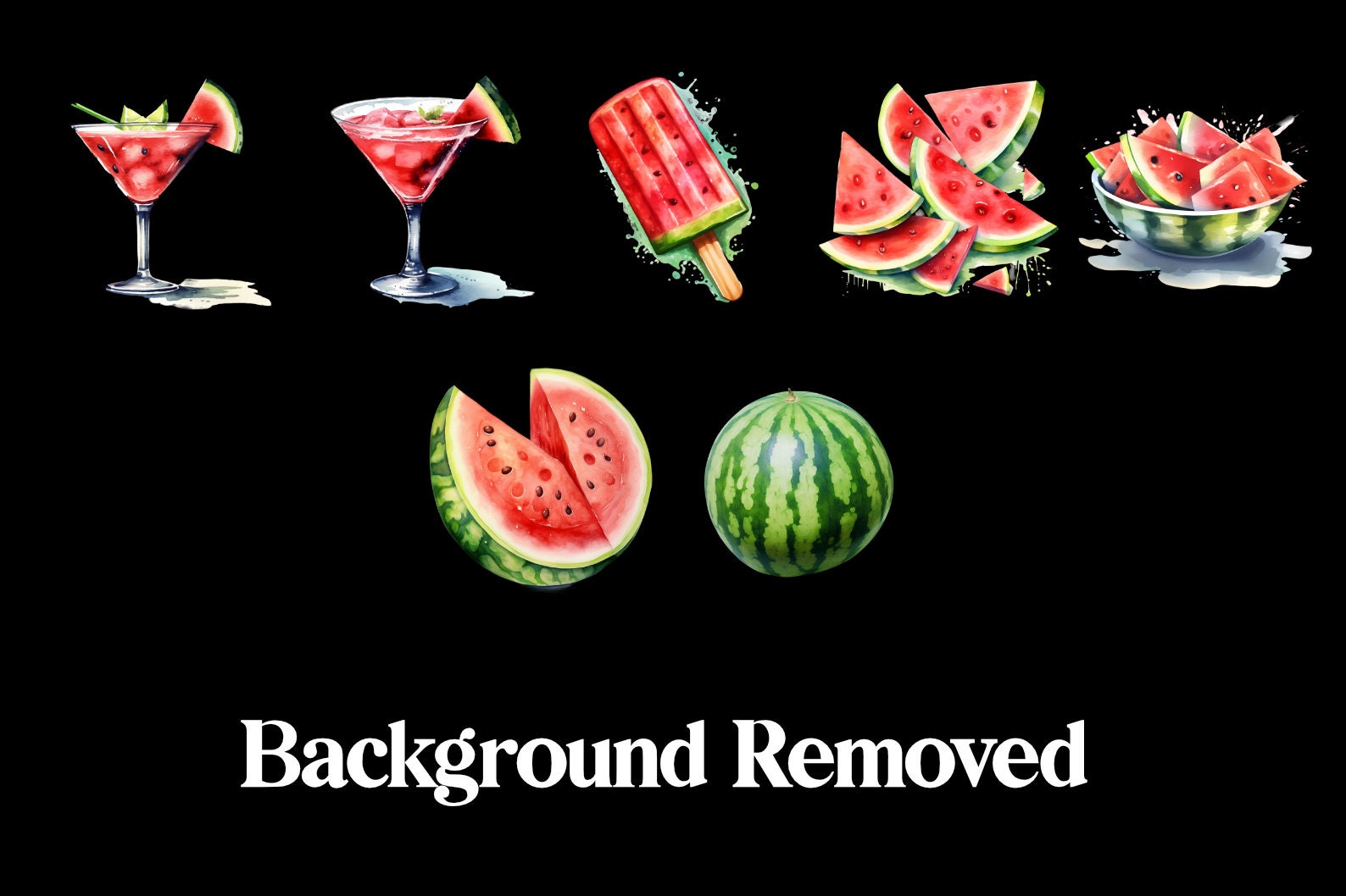 Watercolor Watermelons Clipart - Digital Png Watermelon, Cupcake ...