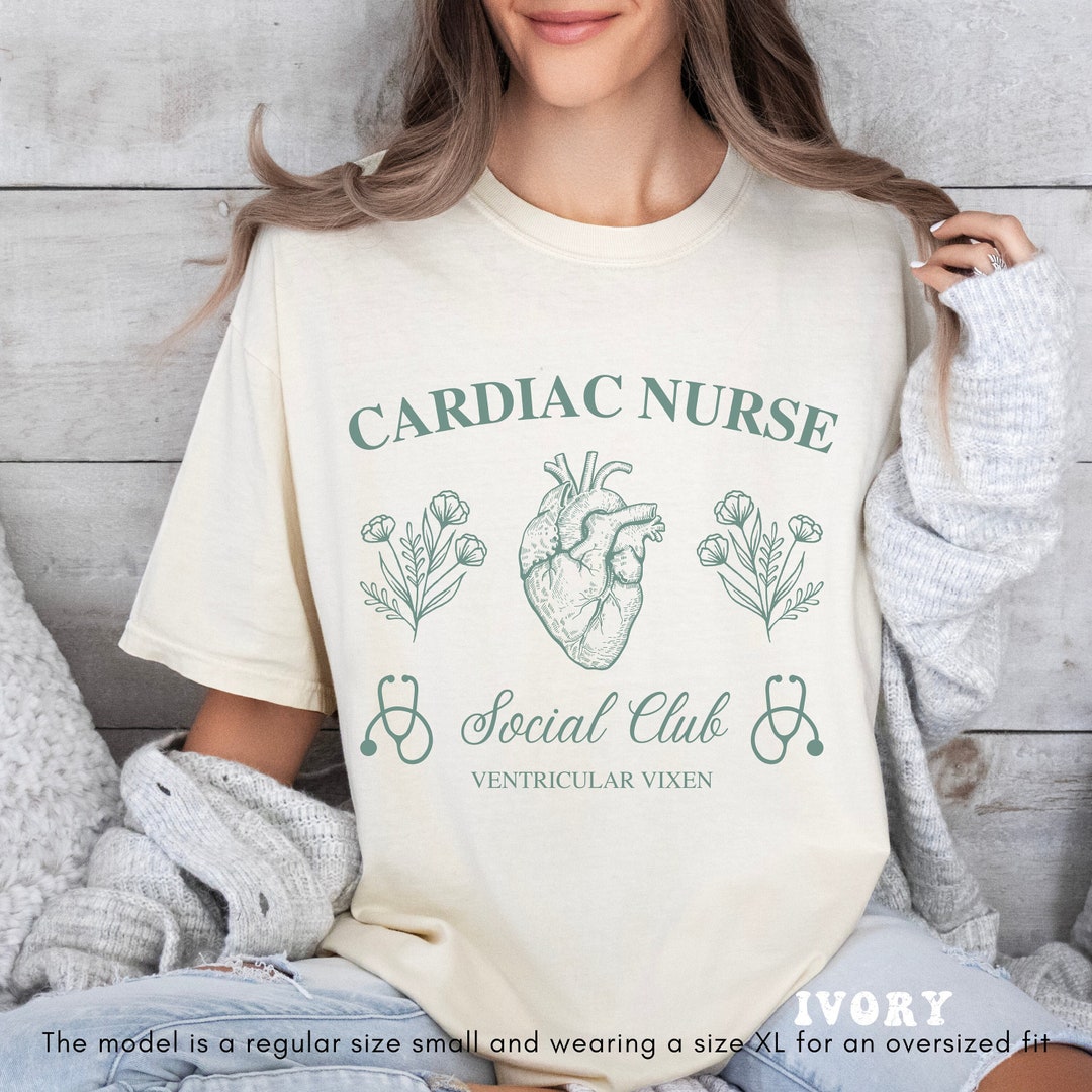 Anatomical Heart Cardiac Nurse Shirt, Comfort Colors® Floral Heart T ...