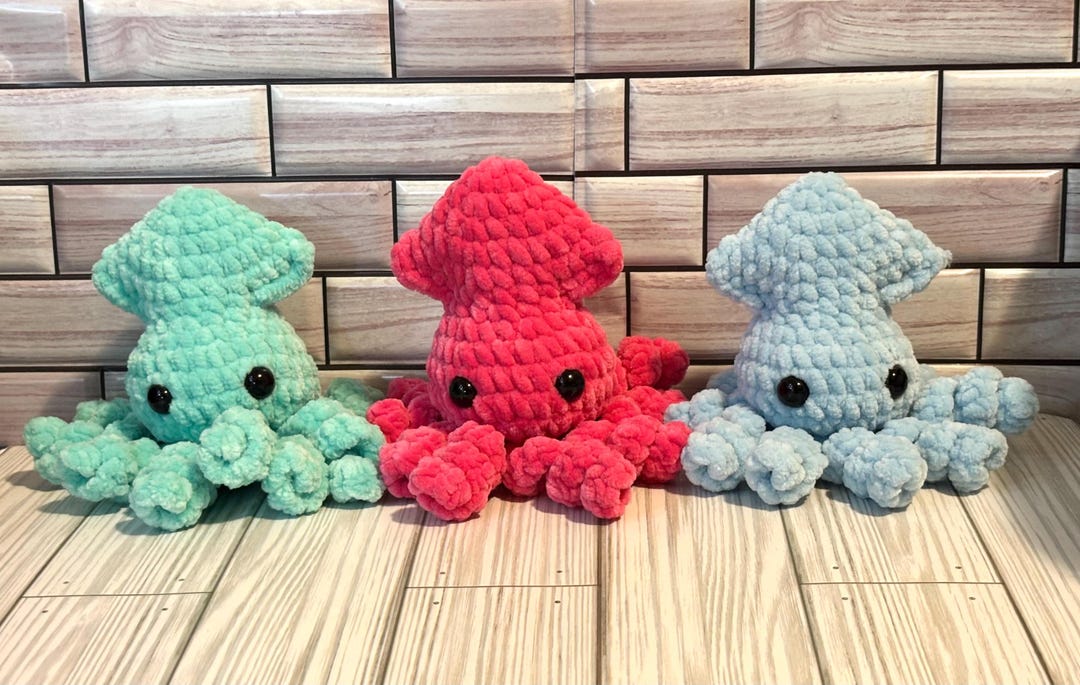 Personalized Soft Baby Squid Toy: Handcrafted Crochet Plushie for Squid ...