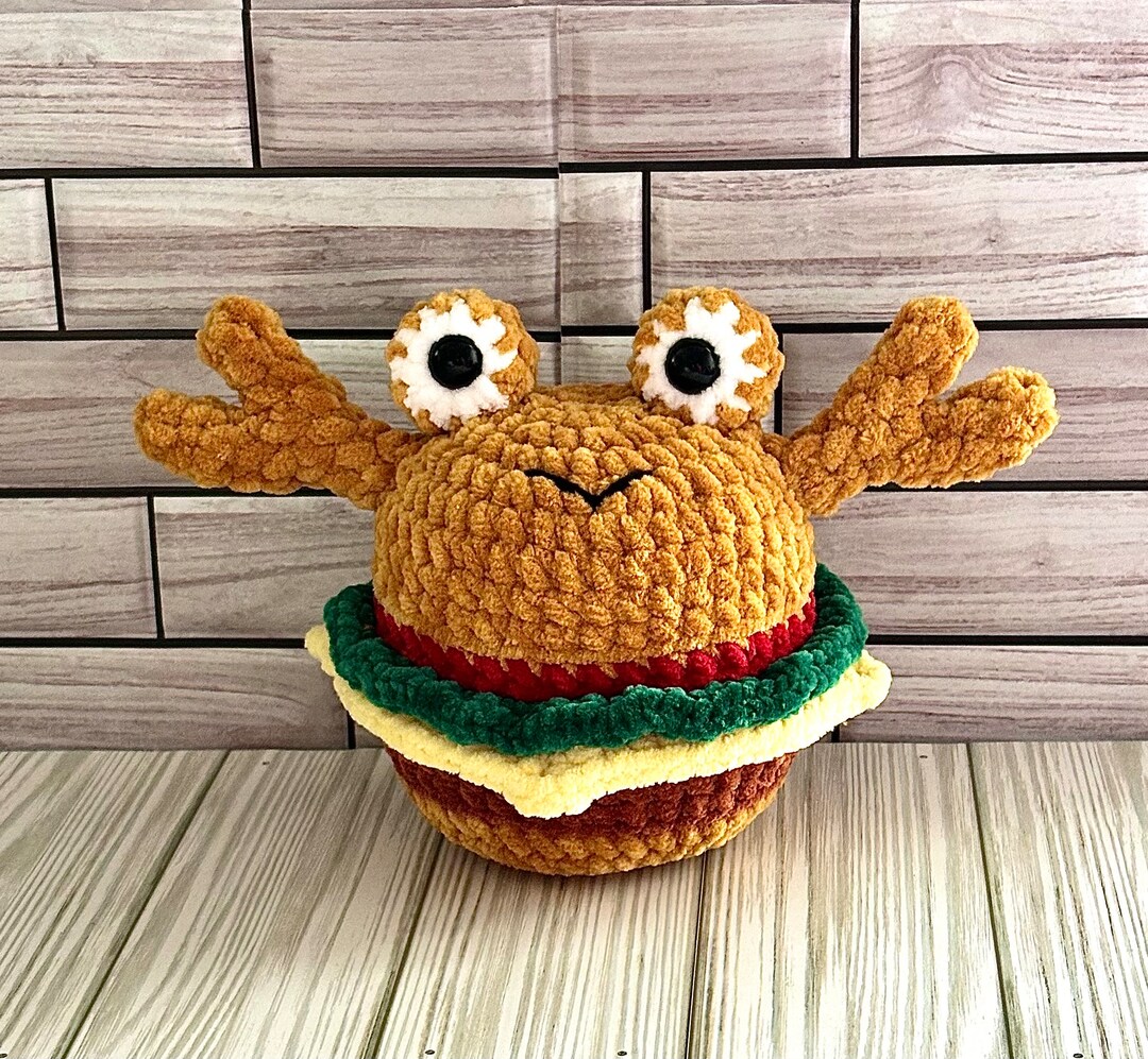 Crabby Burger Buddy: Adorable Crab Burger Plushie for Kids and Adults ...