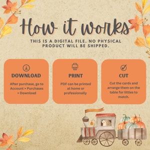 Fall Matching Toddler Activity, Montessori, Homeschool Resource, Rustic ...