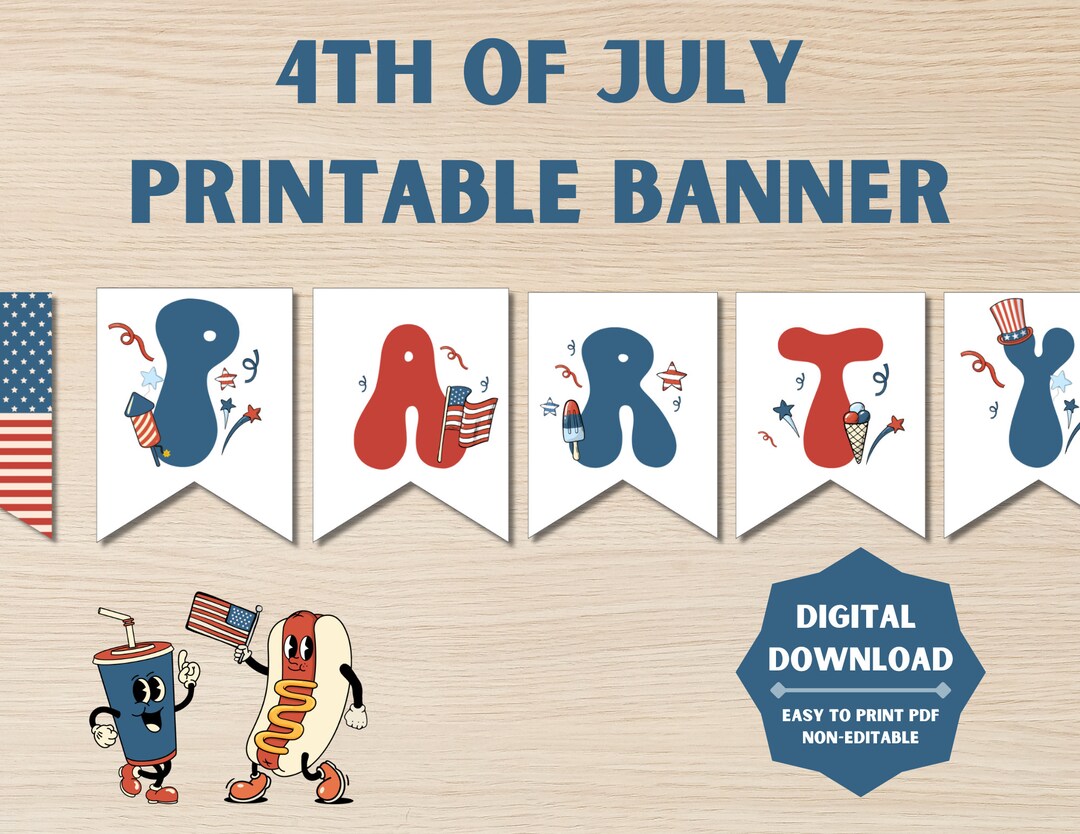 4th of July Decor Printable Banner “party in the USA” INSTANT DOWNLOAD ...