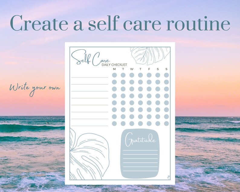 Self Care Checklist Digital Printable US Letterhead Daily Self Care ...