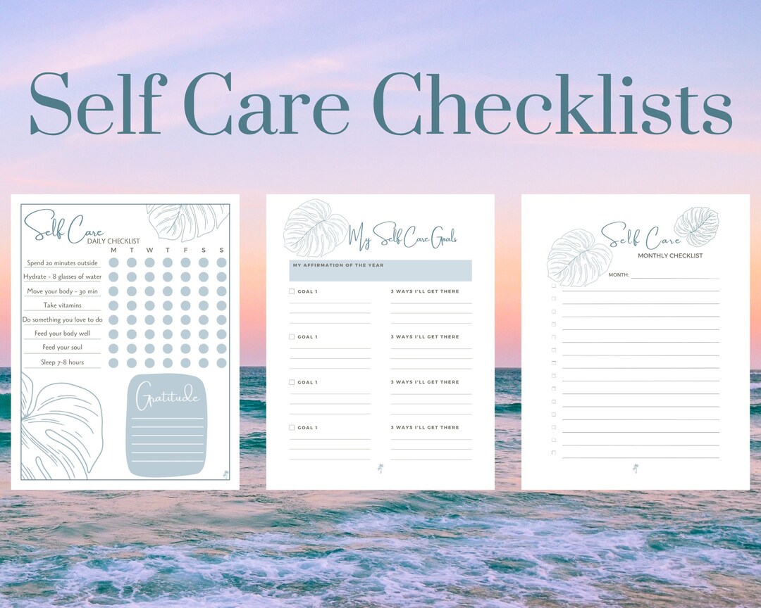 Self Care Checklist - Digital Printable - US Letterhead - Daily Self ...
