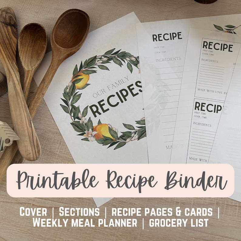 Family Recipe Binder Printable, Make Your Own Recipe Book, Organize ...