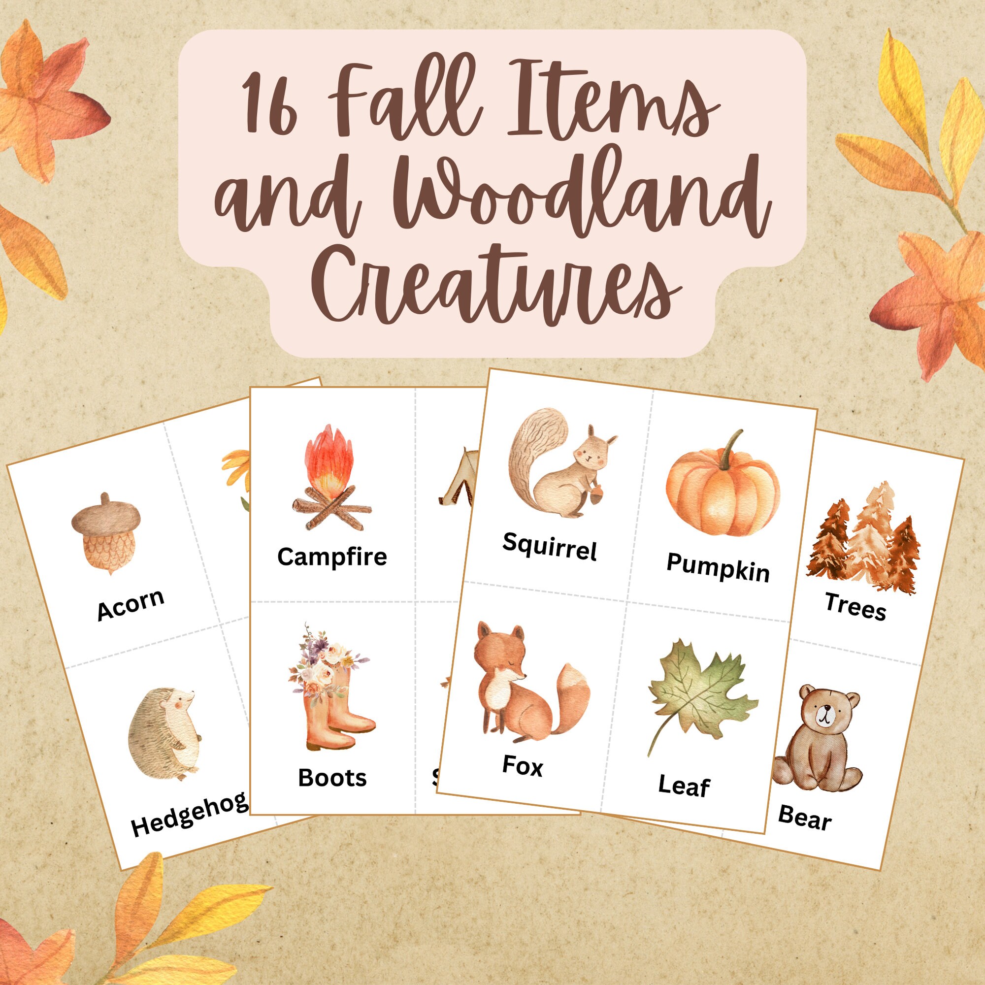 Printable Fall Flashcards | Cozy Season Learning Activity | Pumpkins ...