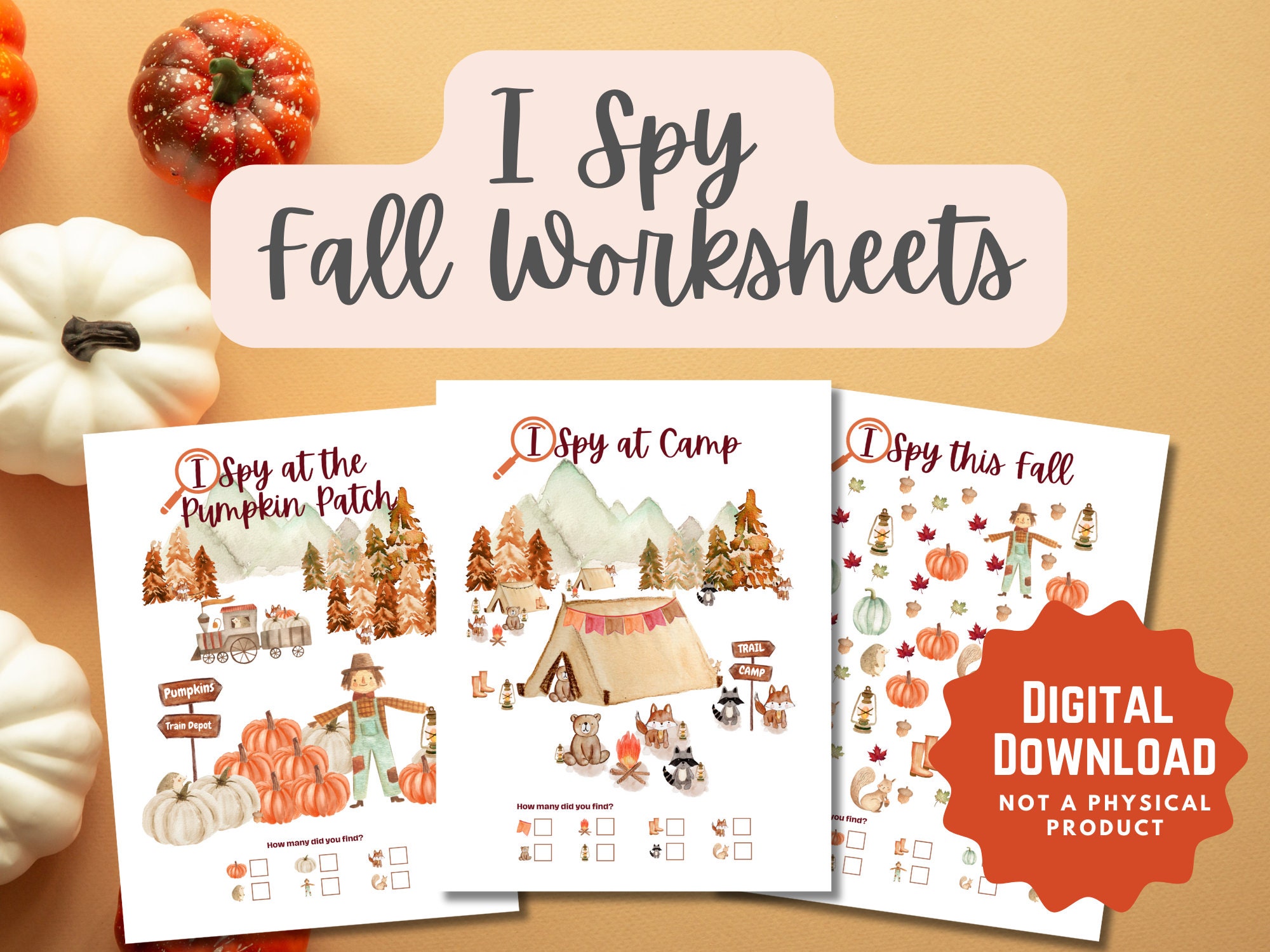 FALL Children's Activity Printable Bundle | Flashcards | Matching Game ...