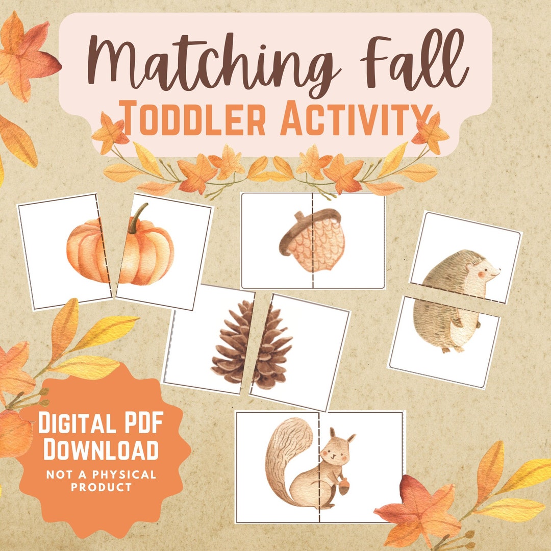 Fall Matching Toddler Activity, Montessori, Homeschool Resource, Rustic ...