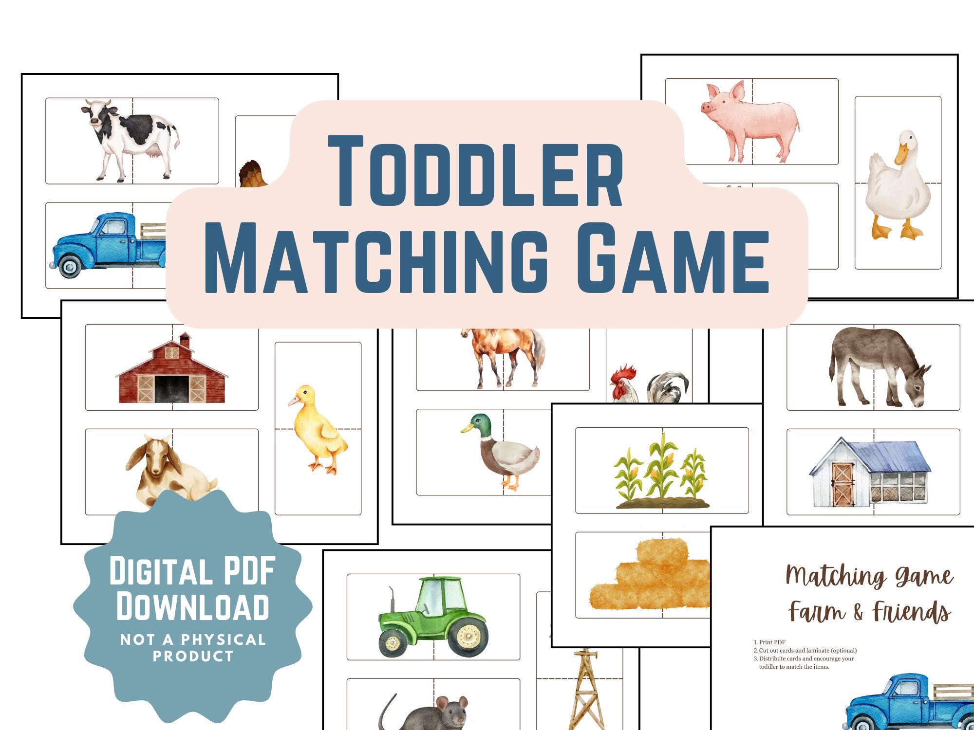 Farm and Friends Matching Toddler Activity, Montessori, Homeschool ...