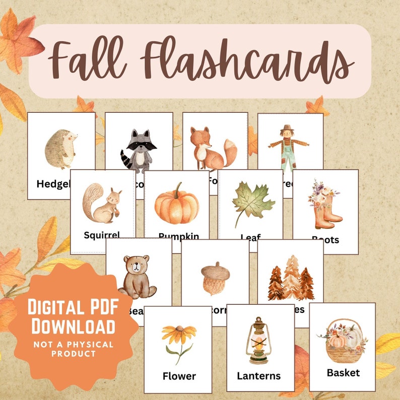 Printable Fall Flashcards | Cozy Season Learning Activity | Pumpkins ...